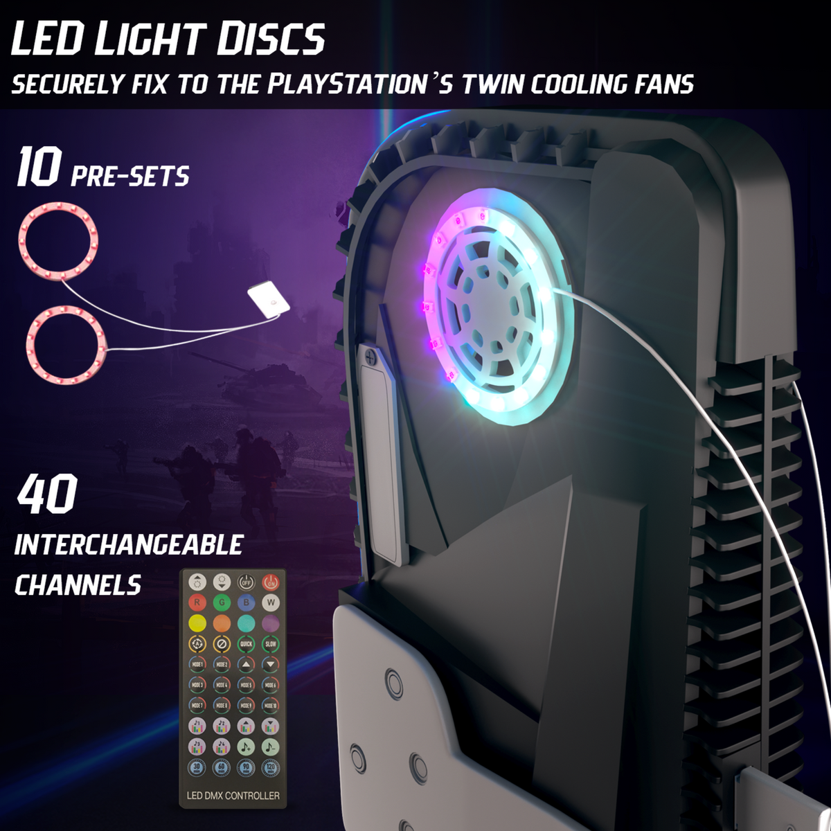 PS5 Faceplate with Customised Vents for LED Lights - Disc Version – Q-View