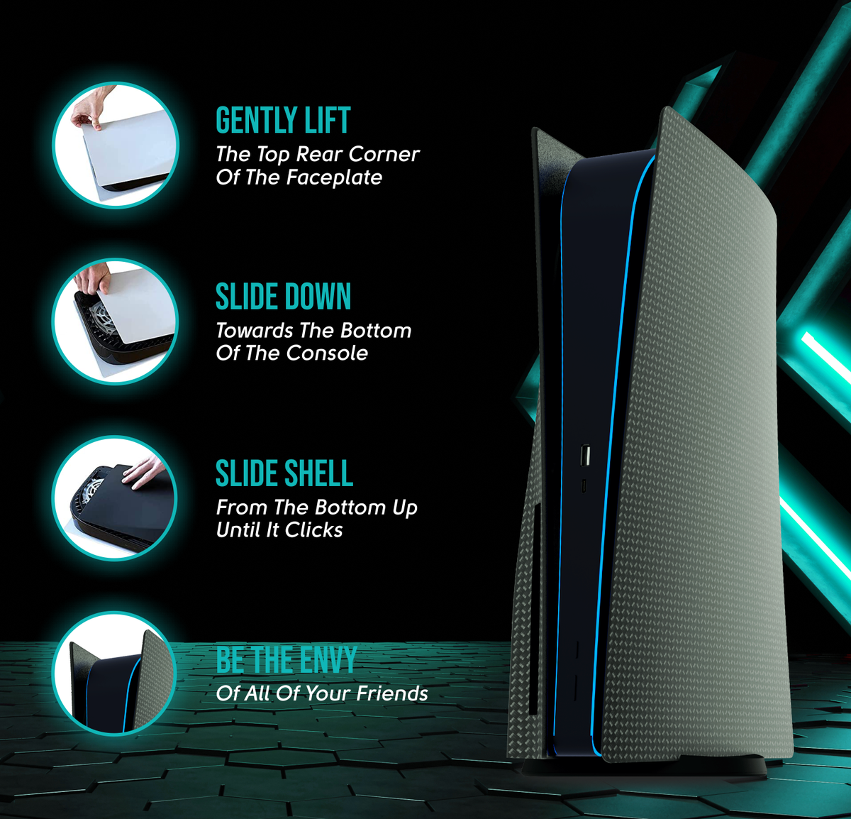 Q-View PS5 Hydro Faceplates With Custom Design - PS5 Cover Plates Disc