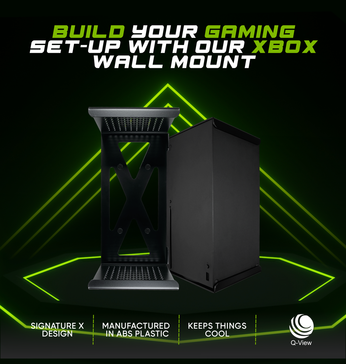 Q-View Xbox Series X Wall Mount with 2 x Controller Mounts